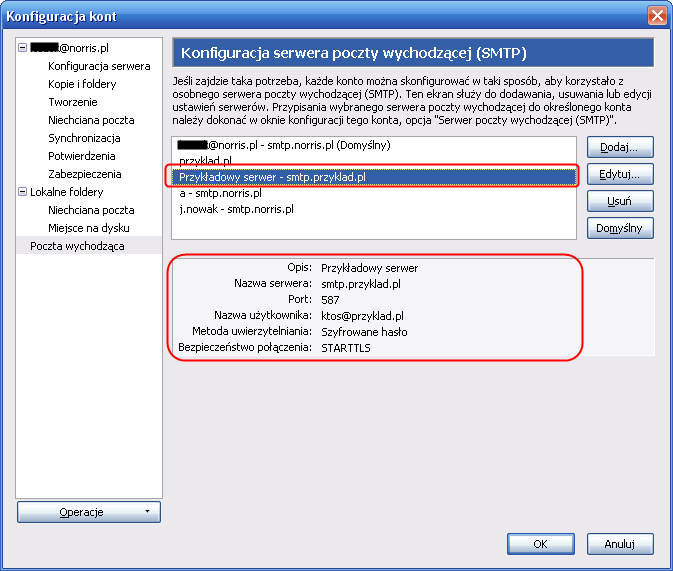 Nie można wysyłać wiadomości | Pomoc dla programu Thunderbird