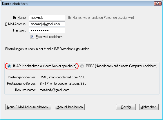 Umstellung von POP- zu einem IMAP-Konto | Hilfe zu Thunderbird