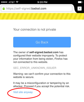 Certificate warnings in Firefox for iOS | Firefox for iOS Help