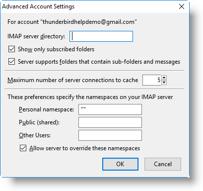 Configuration Options for Accounts | Thunderbird Help