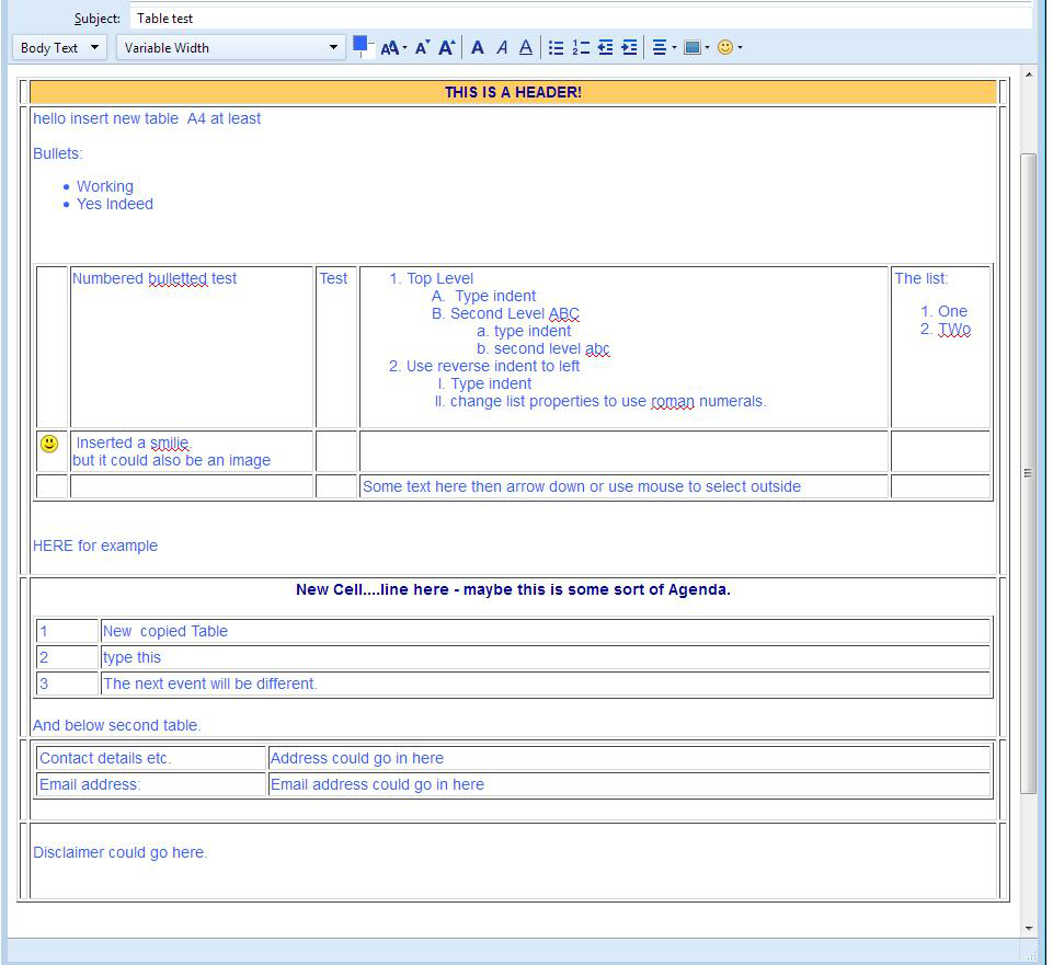 Tables - Format messages with rows and columns | Thunderbird Help