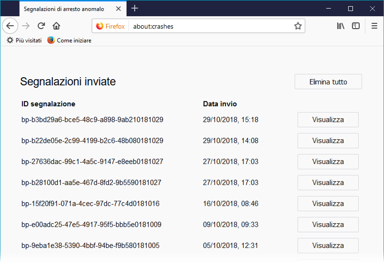 Informazioni su Mozilla Crash Reporter | Supporto a Firefox