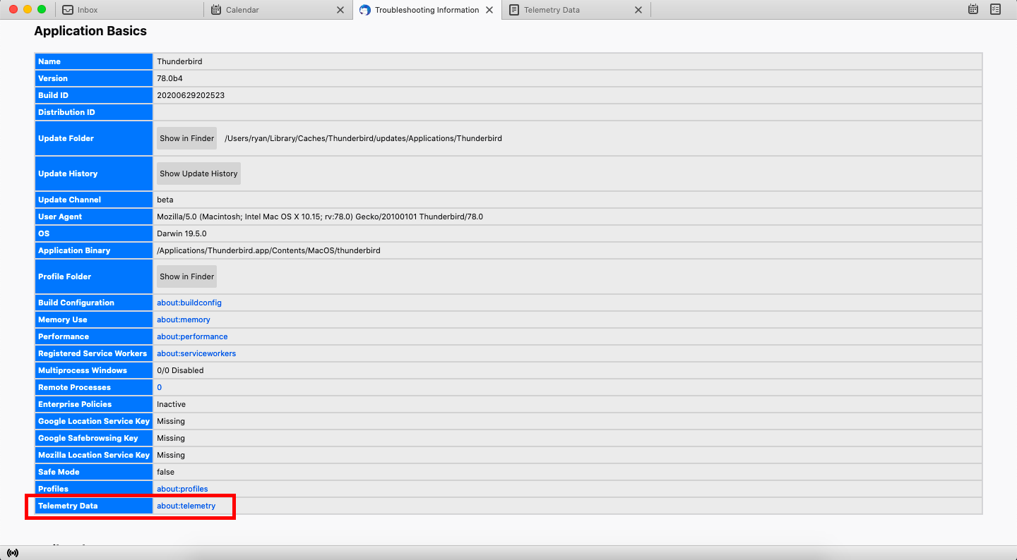 Thunderbird Telemetry | Thunderbird সাহায্য