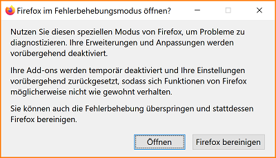 Beheben von häufigen Firefox-Problemen mit Erweiterungen, Themes oder ...