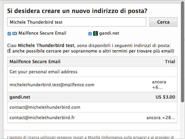 Nuovo indirizzo email | Supporto a Thunderbird