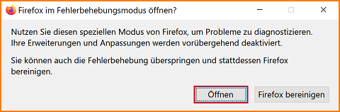 Probleme analysieren im Fehlerbehebungsmodus von Firefox | Hilfe zu Firefox