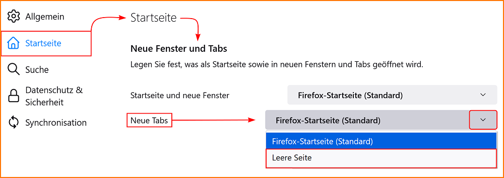 Anpassen der Seite „Neuer Tab”, um Inhalte auszublenden oder anzuzeigen ...