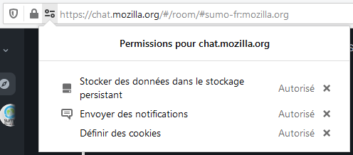 Panneau des permissions du site | Assistance de Firefox