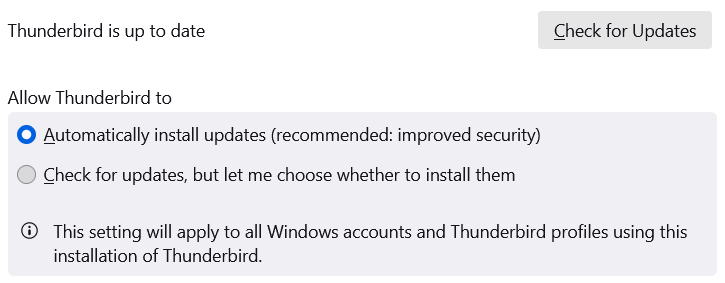 Managing Thunderbird Updates | Thunderbird Help