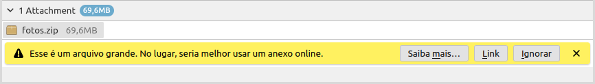 Filelink para anexos grandes | Ajuda do Thunderbird