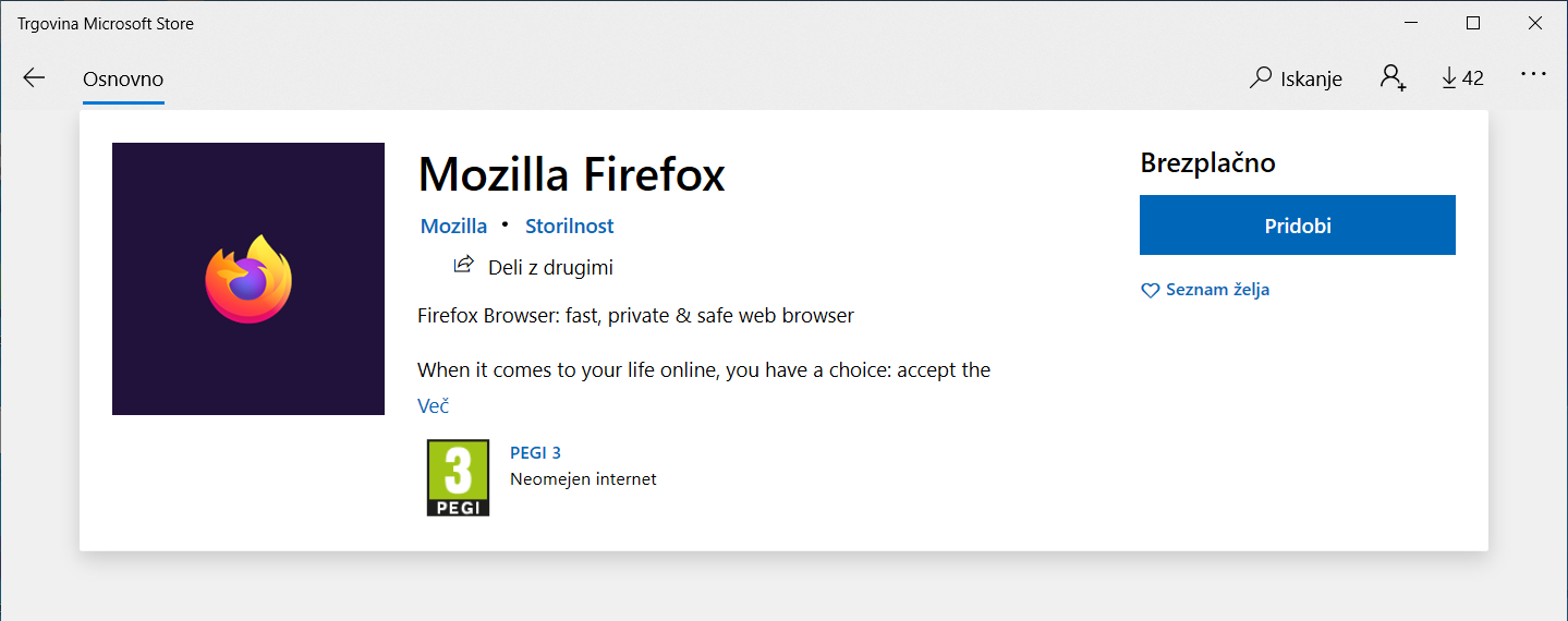 Prenesite Firefox v sistem Windows iz trgovine Microsoft Store | Pomoč ...