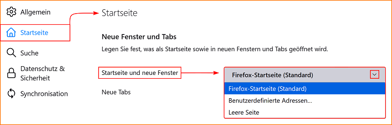 Startseite festlegen | Hilfe zu Firefox