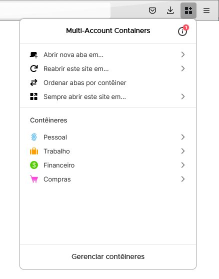 Multi-Account Containers (contêineres multi-contas) | Ajuda do Firefox