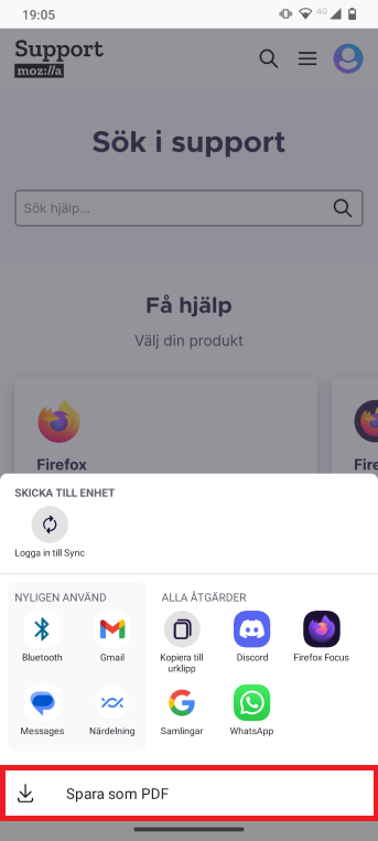 Spara webbsidor som PDF i Firefox för Android | Firefox för Android Hjälp