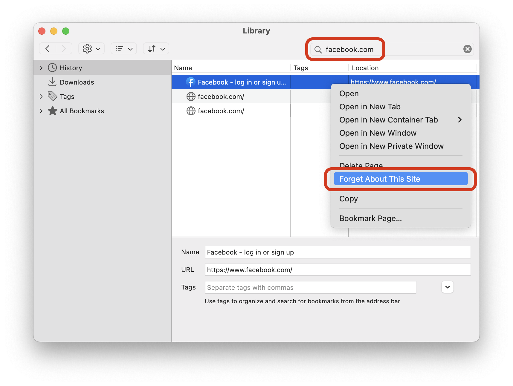 Remove Websites From The Address Bar Suggestions Firefox Help