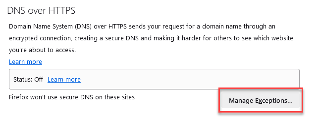 Configure DNS over HTTPS protection levels in Firefox | Firefox Help