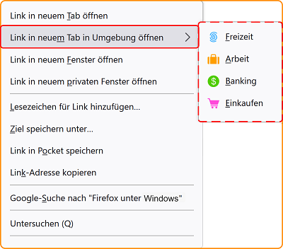 Verwendung der Tab-Umgebungen in Firefox | Hilfe zu Firefox