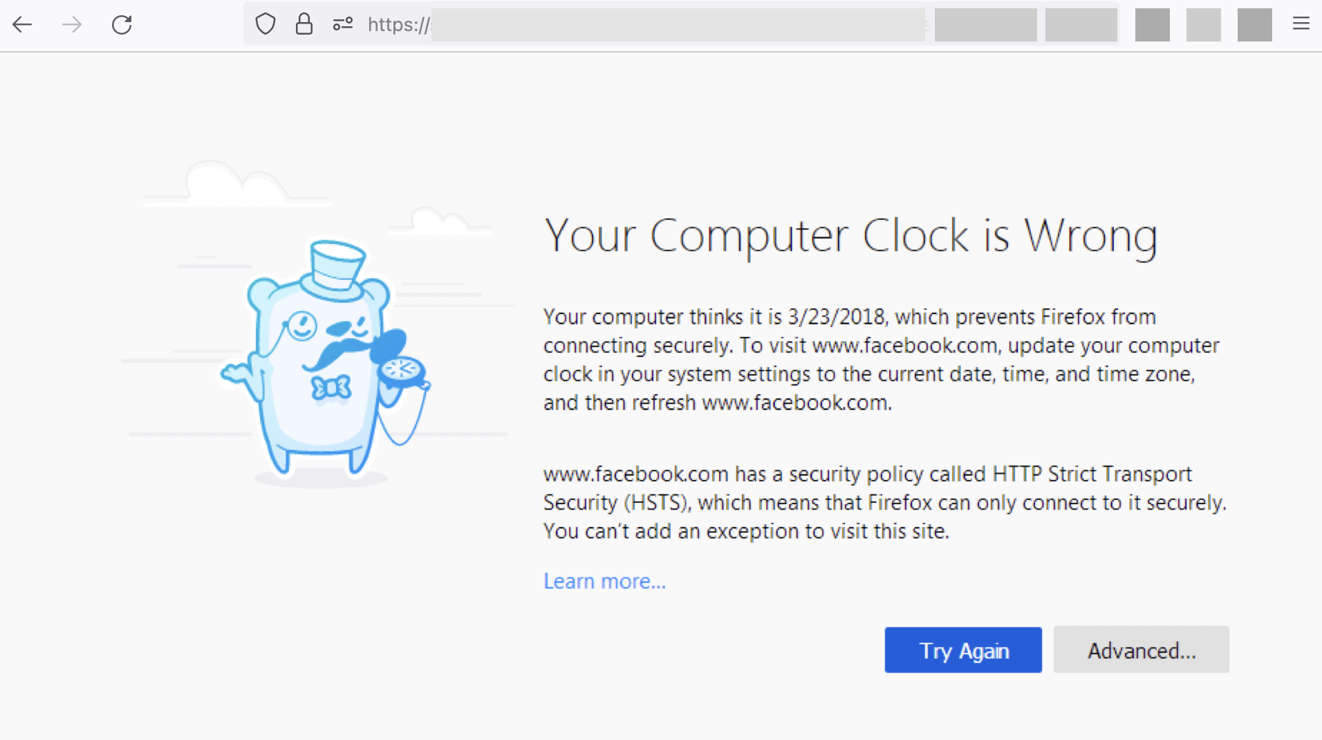 Troubleshoot time-related errors on secure websites | Firefox Help