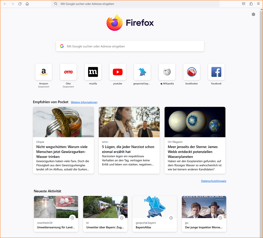 Die Seite „Neuer Tab“ in Firefox | Hilfe zu Firefox