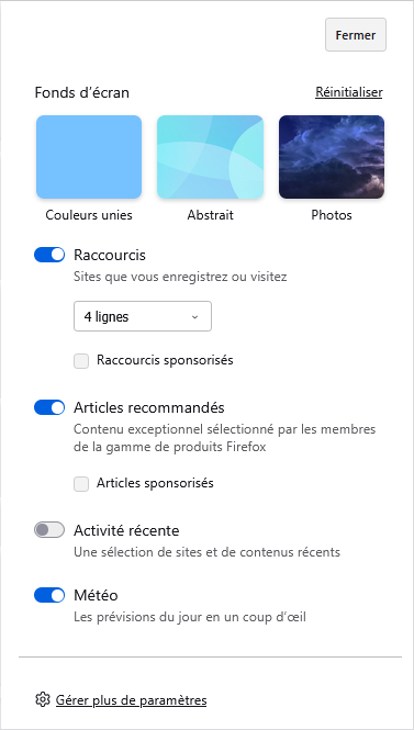 Personnaliser sa page de nouvel onglet en cachant ou affichant des ...