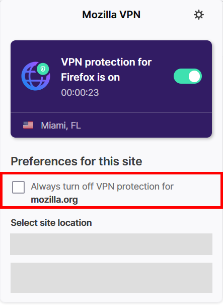 Disable VPN protection for a specific website | Mozilla Support