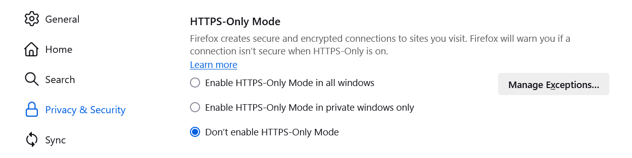 HTTPS-Only Mode in Firefox | Firefox Help