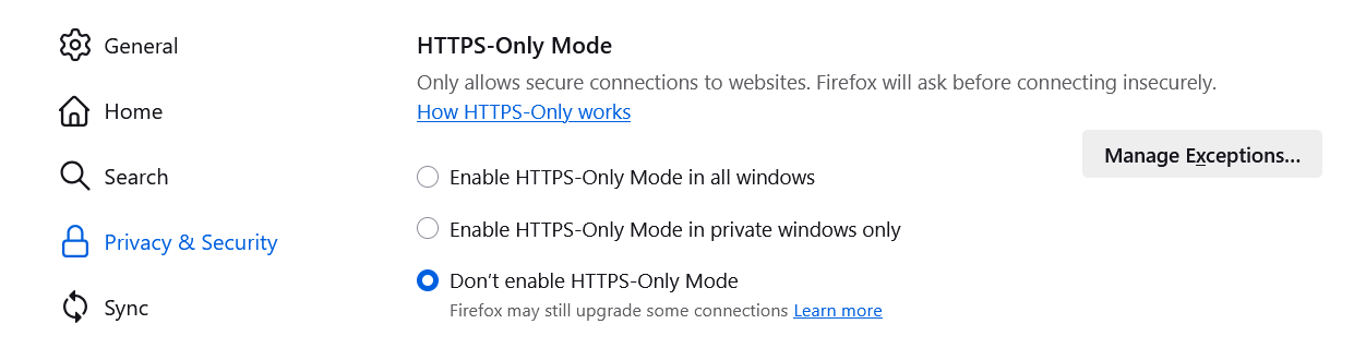HTTPS-Only Mode in Firefox | Firefox Help