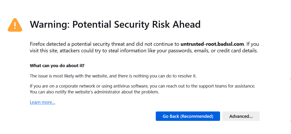 Troubleshoot security error codes on secure websites | Firefox Help