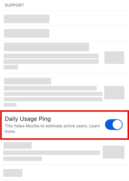 Manage Daily Usage Ping Data Collection Settings In Firefox Focus