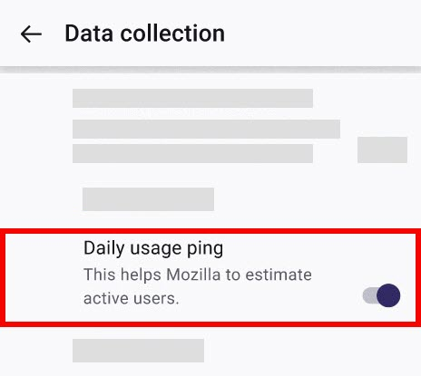 Manage daily usage ping data collection settings in Firefox Focus ...