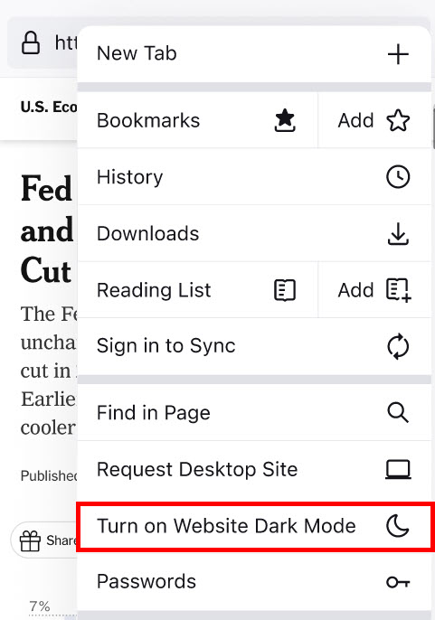 Website Dark Mode in Firefox for iOS | Firefox for iOS Help