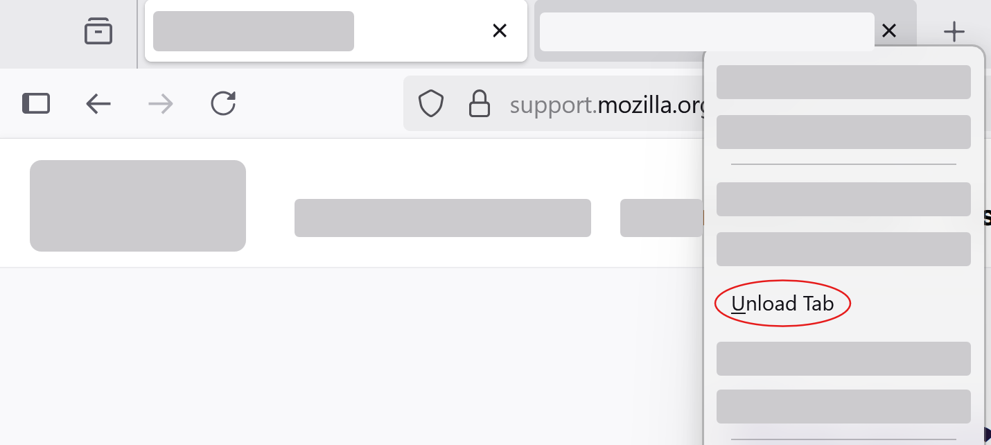 Unload tabs to reduce system memory usage in Firefox | Firefox Help