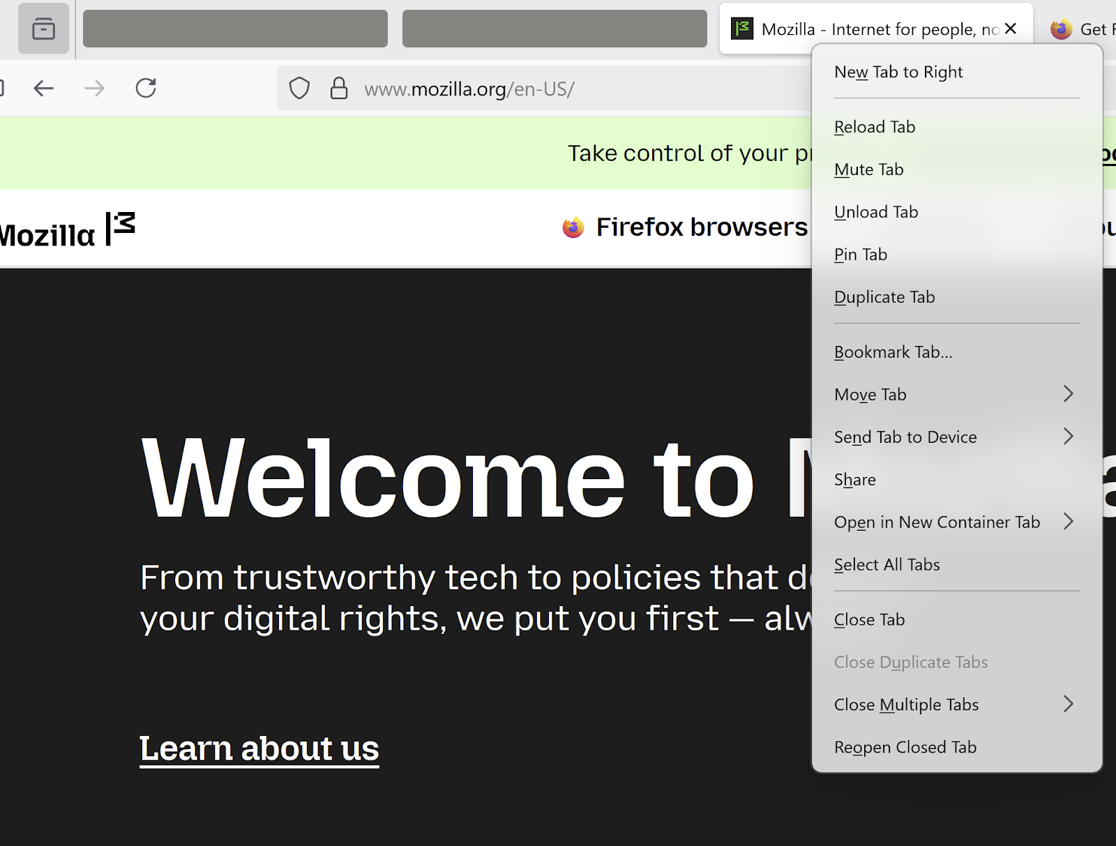Unload tabs to reduce system memory usage in Firefox | راهنمای Firefox