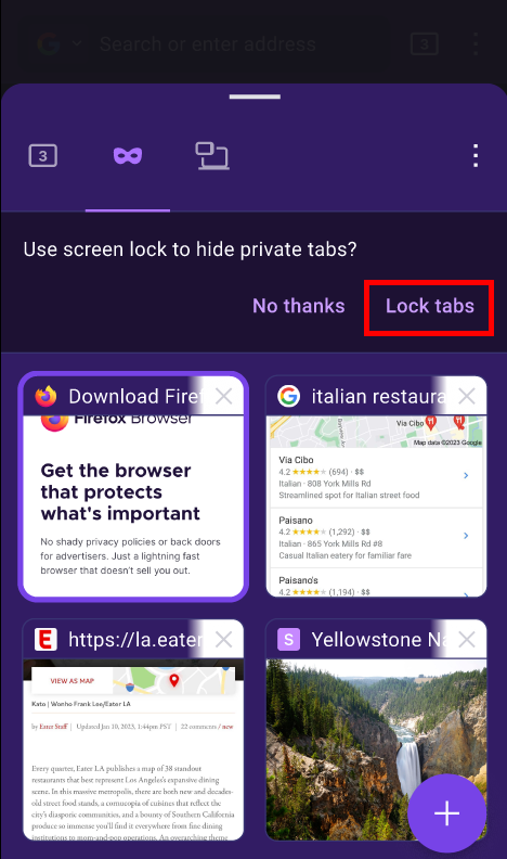 Lock your private tabs on Firefox for Android | Firefox for Android Help