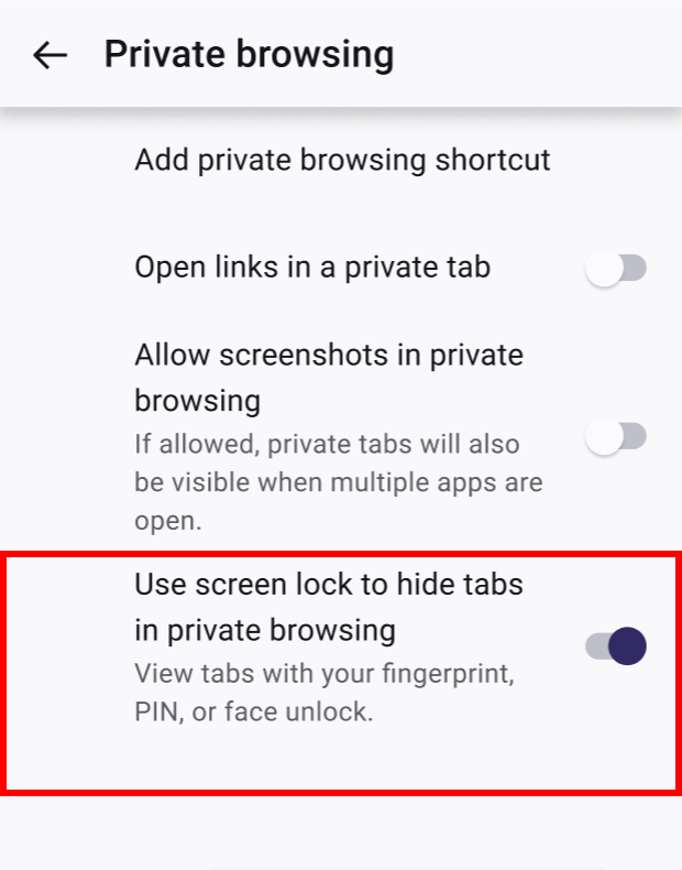 Lock your private tabs on Firefox for Android | Firefox for Android Help