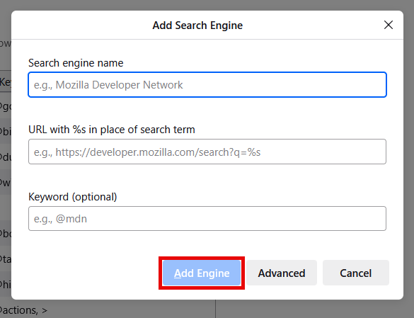 Add custom search engines in Firefox | Firefox Help