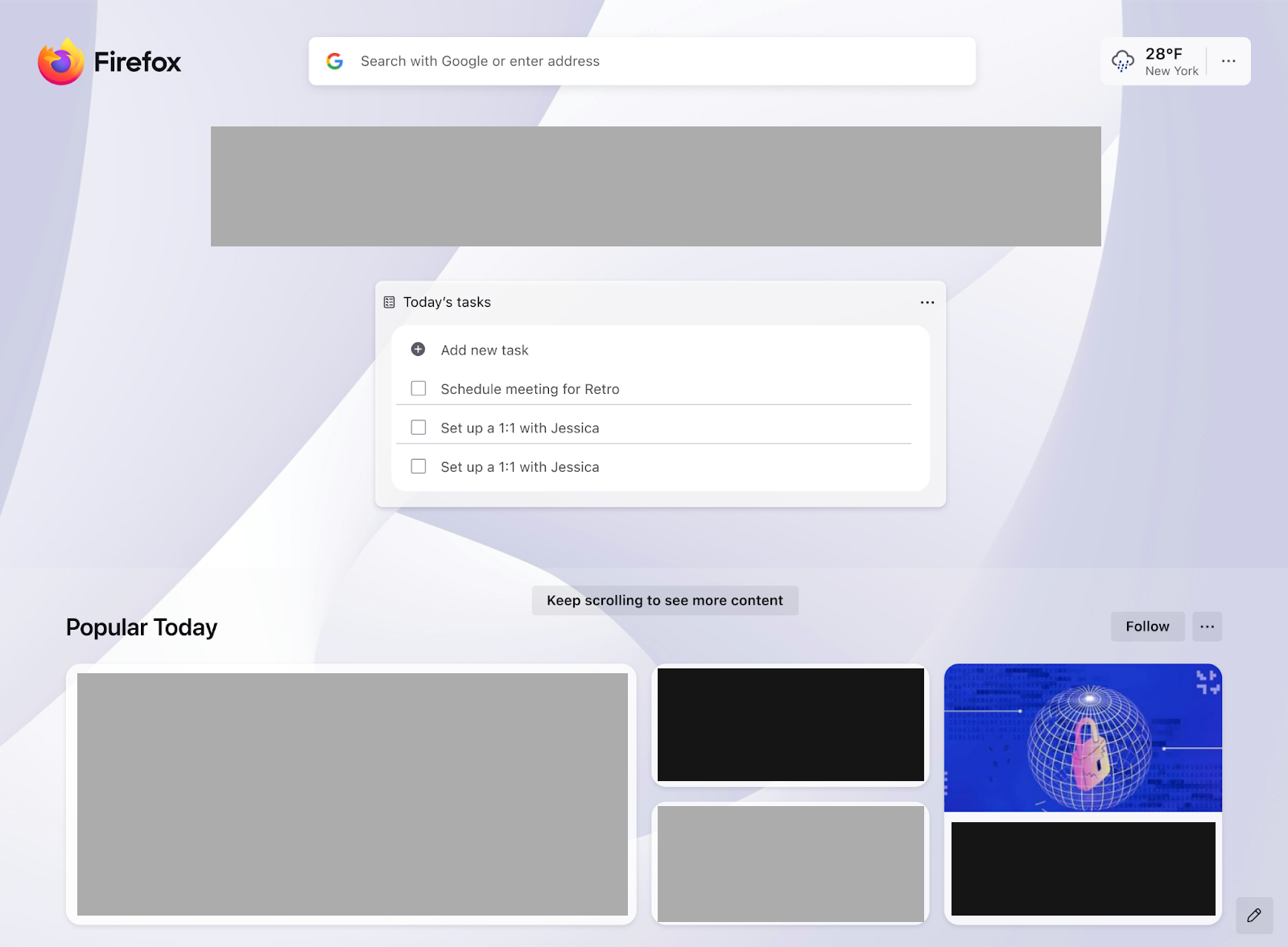 Use widgets on your Firefox New Tab page | مساعدة Firefox