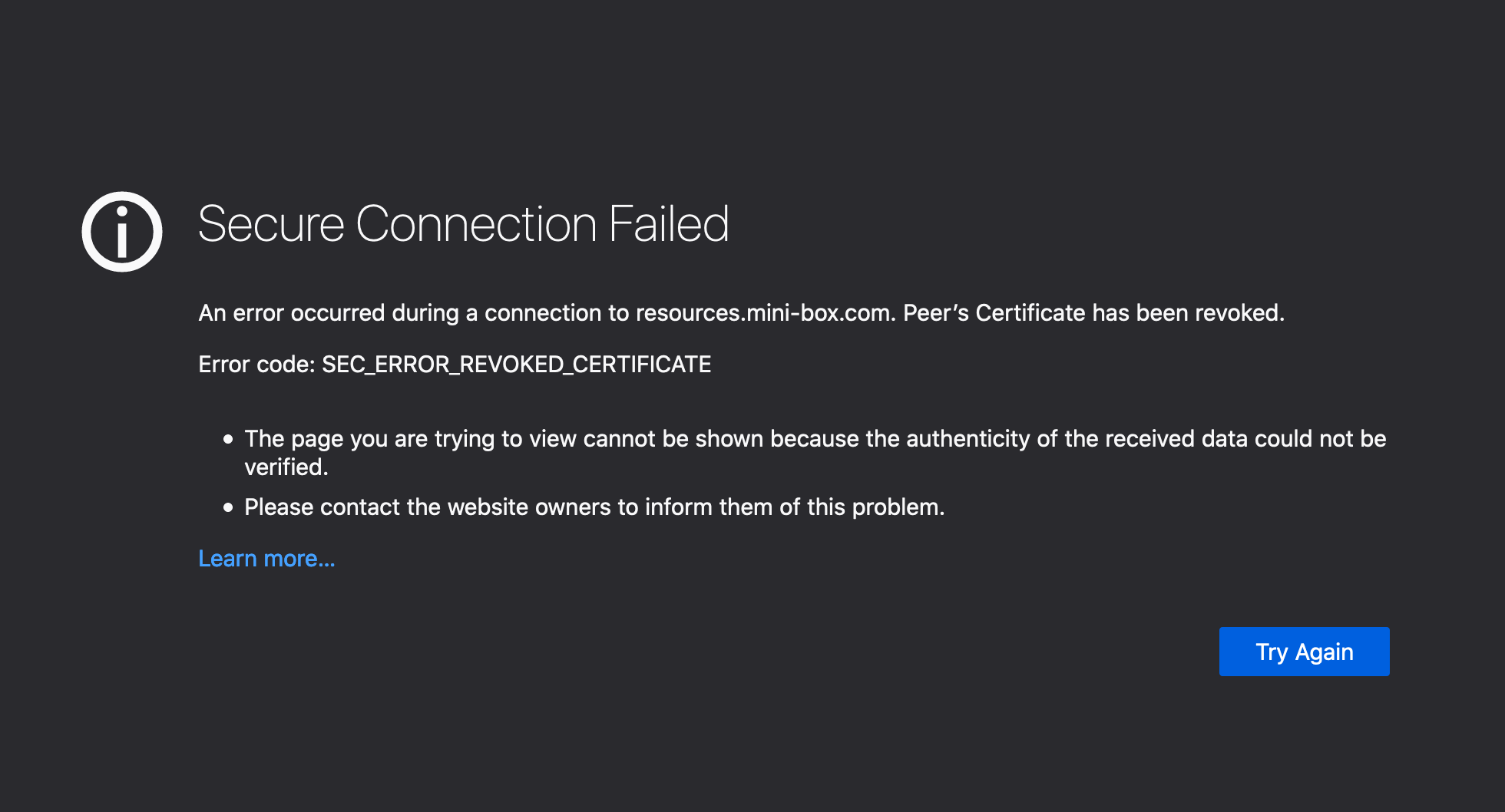 Only Firefox Desktop Browser Has Error Code SEC ERROR REVOKED Only Firefox Desktop Browser Has Error Code SEC ERROR REVOKED
