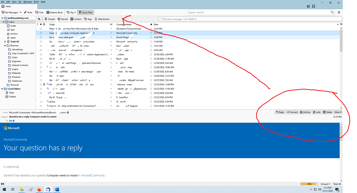 Change The Layout / Toolbars | Thunderbird Support Forum | Mozilla Support